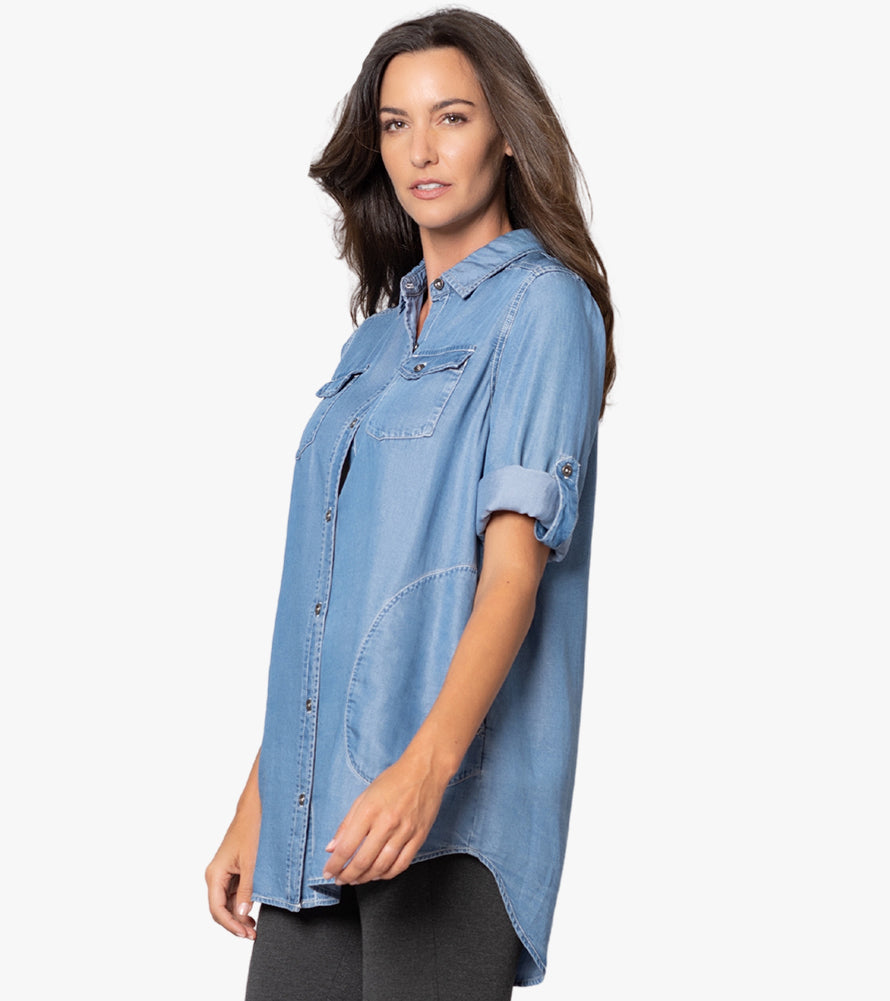 Washed Indigo Tunic | Stella Carakasi | Tencel Denim | Sustainable Top